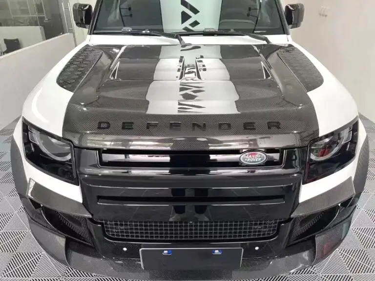 Land Rover Defender Carbon Fiber Hood Bonnet SVR Style Engine Cover ...